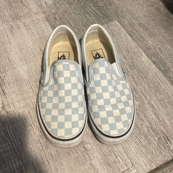 Vans | Shoes | Baby Blue Checkered Vans | Poshmark